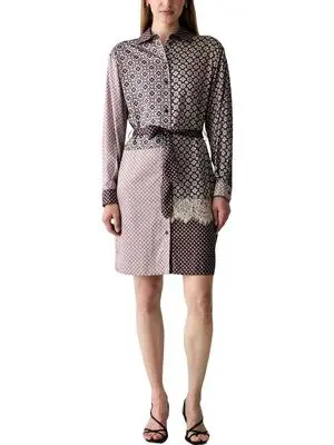 Liu Jo Geometric Print Lace-trim Shirt Dress - Purple