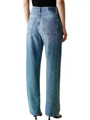 LIU JO LIU JO Leopard-Pattern Rhinestone-Embellished Straight Leg Jeans