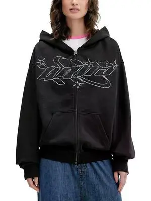VANS Embellished Zip-up Hoodie - Black