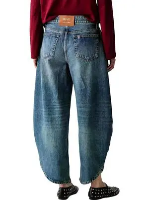 Liu Jo Curved Hem Barrel Leg Jeans - Blue