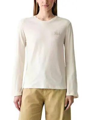 Liu Jo Long-sleeve T-shirt With Embroidered Logo - Neutrals