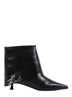 Karl Lagerfeld Logo Plaque Pointed-toe Ankle Boots - Black