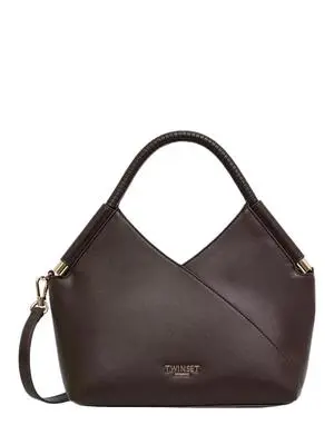 TWINSET Logo Plaque Tote Bag With Wrapped Top Handle - Brown