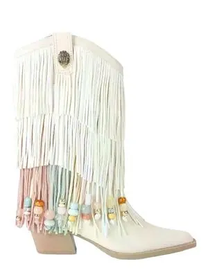 Kurt Geiger Fringed Beaded Boots - Neutrals