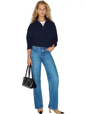 REFORMATION Cotton Quarter-zip Sweater - Blue