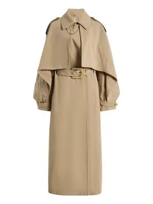 Balmain Belted Cotton-gabardine Trench Coat - Tan