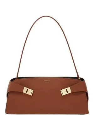 FERRAGAMO Ferragamo East-West Leather Shoulder Bag With Buckled Straps Brown