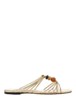 JIMMY CHOO Lova Beaded Leather Sandals - Gold