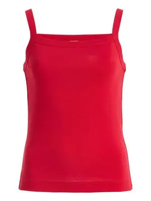 FLORE FLORE Cotton Square Neck Camisole Top - Red