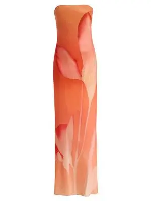 Significant Other Mora Strapless Printed Crepe Maxi Dress - Orange