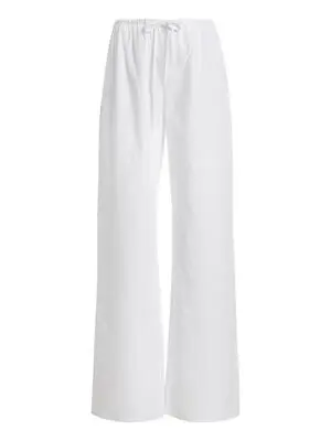 Matteau Drawstring Wide-leg Cotton Pants - White