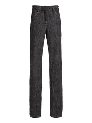 COURREGES Snap Denim Tweed Straight-leg Jeans - Blue