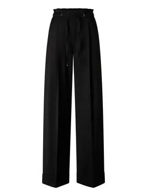 Bogner Elfy Virgin Wool Pleated Wide-leg Pants - Black