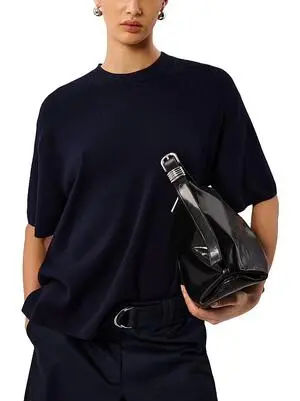 Whistles Fine Knit Tee - Navy
