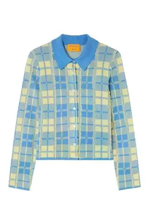 Guest In Residence Plaid Fringe Trim Shirt - Blue