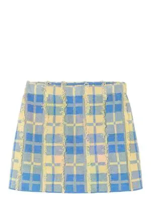 GUEST IN RESIDENCE Guest In Residence Plaid Mini Skirt With Fringe Trim