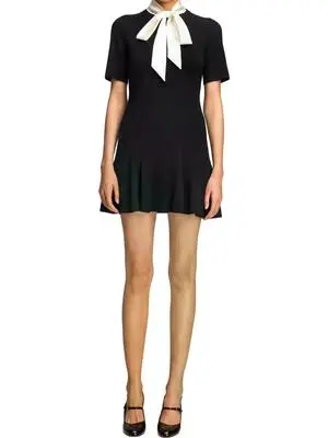 Cinq À Sept Janis Pussy-bow Mini Dress - Black