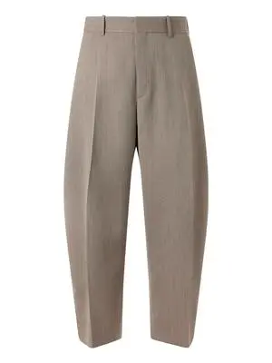 Studio Nicholson Beige Virgin Wool Tapered Trousers - Brown