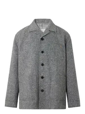 Valentino Garavani Vlogo Embellished Mélange Virgin Wool Blouson Jacket - Gray
