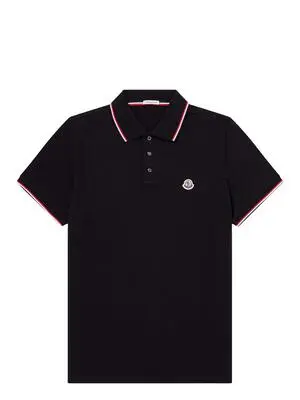 Moncler Logo-appliquéd Cotton-piqué Polo Shirt - Black