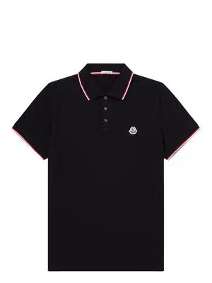 Moncler Logo-appliquéd Cotton-piqué Polo Shirt - Black
