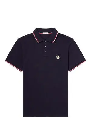 Moncler Logo-appliquéd Cotton-piqué Polo Shirt - Navy