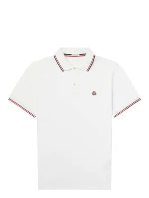 Moncler Logo-appliquéd Cotton-piqué Polo Shirt - White