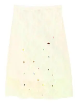 YANYAN Lattice Midi Skirt - Neutrals