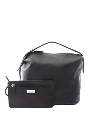 Loewe Leather Top Handle Bag With Detachable Pouch - Black