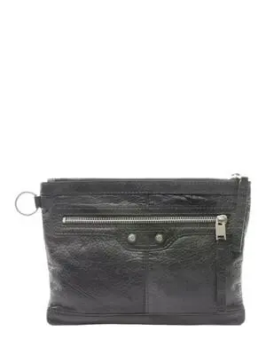 Balenciaga Leather Studded Clutch Bag - Black