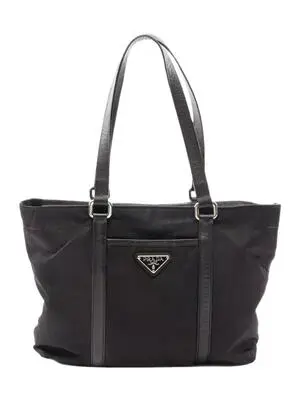 Prada Logo Detail Tote Bag - Black