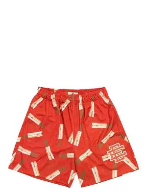 ERIC EMANUEL Basic Lipstick Logo-print Mesh Shorts - Red