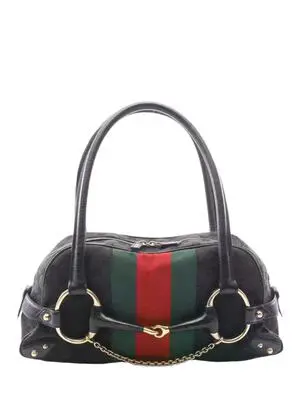 GUCCI Gucci Horsebit GG Canvas Handbag