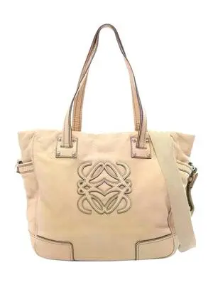 Loewe 2000s Anagram Leather Tote Bag - Neutrals