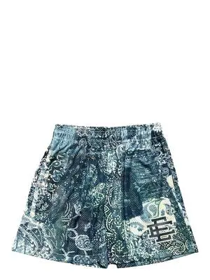 ERIC EMANUEL Paisley Print Elasticated Waistband Shorts - Blue