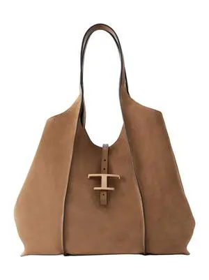 TOD'S Timeless Suede Shoulder Bag - Beige