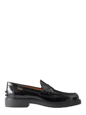 TOD'S Logo-detailed Patent Leather Loafers - Black