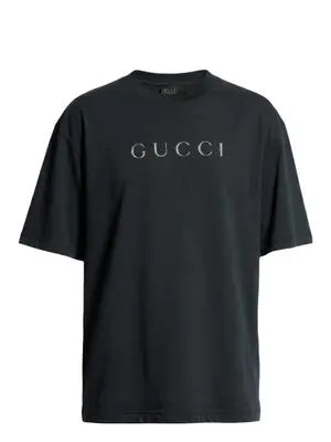 Gucci Cotton Jersey T-shirt With Glitter Print - Black