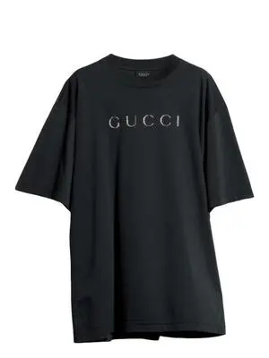 Gucci Cotton Jersey T-shirt With Glitter Print - Black
