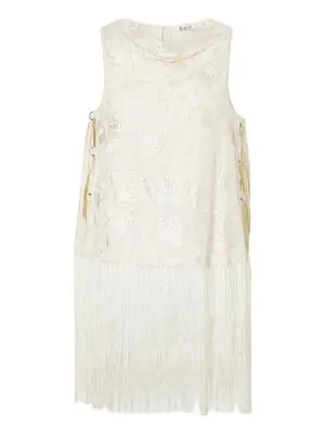 Sea Priscilla Floral-embroidered Fringed Crepe Vest - Neutrals