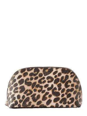 Smythson Panama Leopard-print Leather Cosmetics Case - Leopard Print