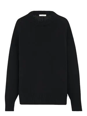 THE ROW Ophelia Oversized Wool Cashmere Crewneck Sweater - Black