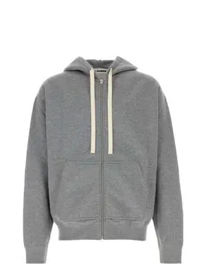 JIL SANDER Logo-print Zip-up Hoodie - Grey