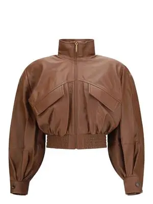 Zimmermann Long Sleeve Leather Jacket - Brown