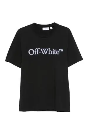 Off-White Logo-embroidered Cotton T-shirt - Black