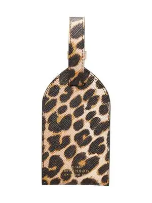 Smythson Panama Leopard-print Leather Luggage Tag - Leopard Print