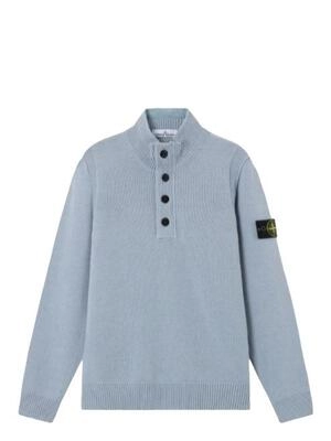 Stone Island Regular-fit Half-zip Jumper With Button Placket - Ash Grey