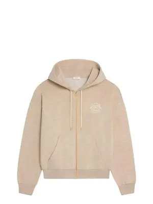 Celine Zipped Blason Hoodie In Cashmere Cotton - Beige/cream