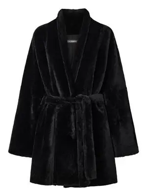 Nour Hammour Shearling Coat - Black