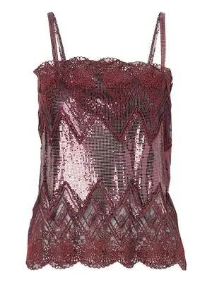 Rabanne Lace-trimmed Chainmail Camisole - Purple
